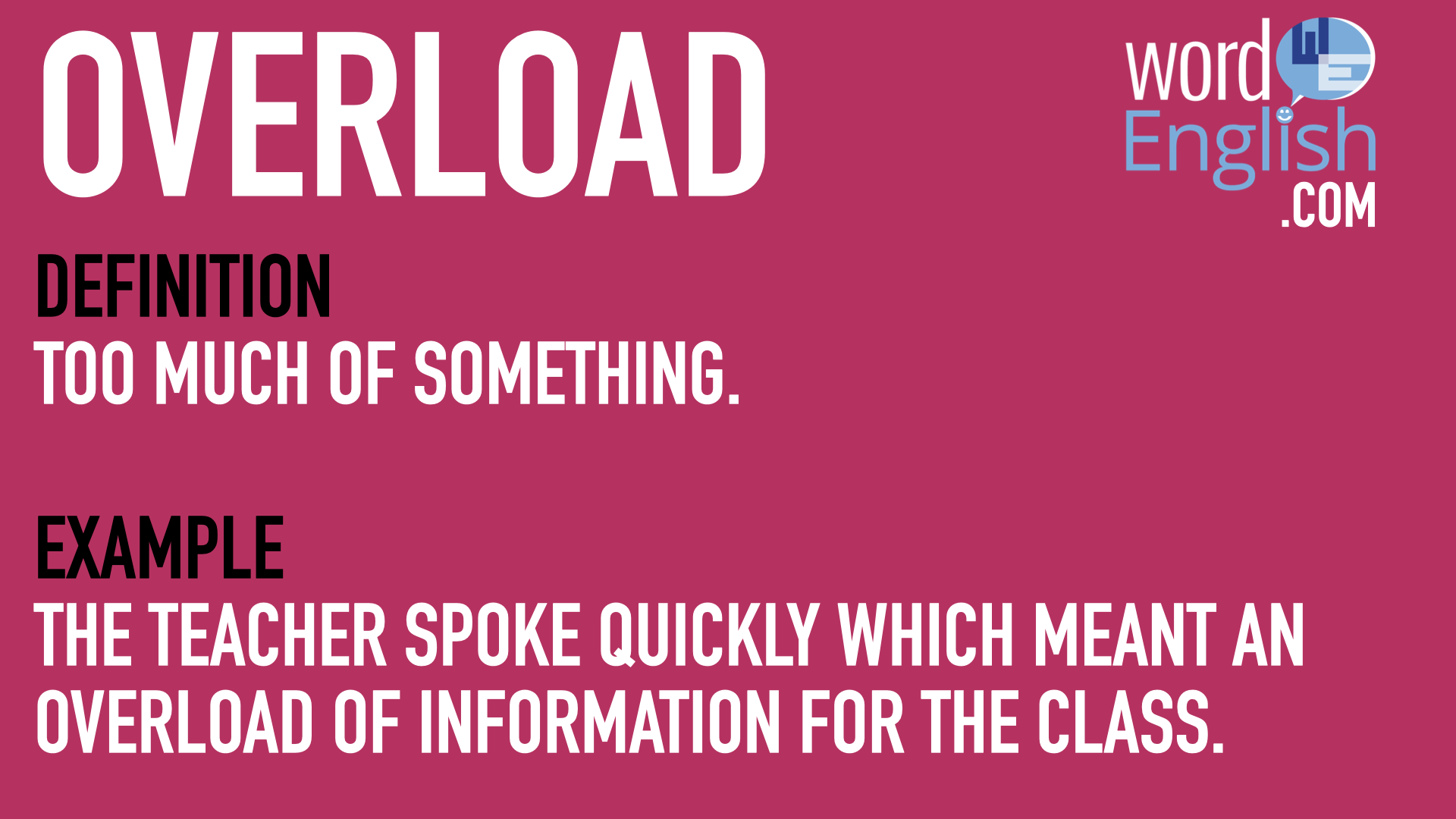 Overload - Vocabulary - Word English
