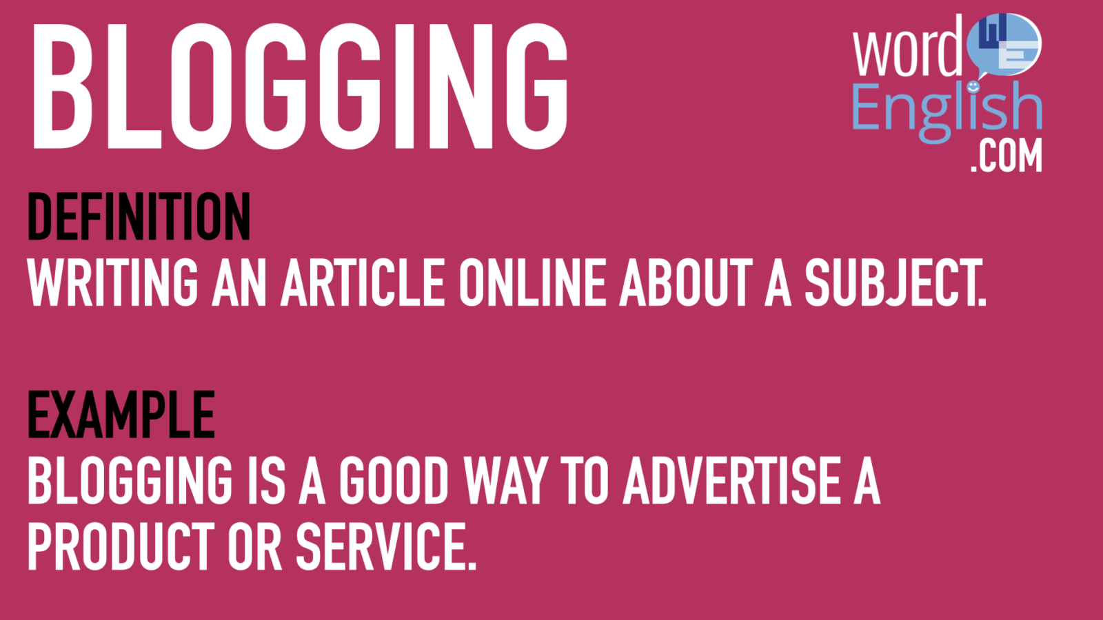 Blogging - Vocabulary - Word English