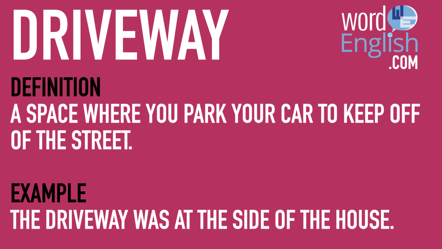 Driveway - Vocabulary - Word English