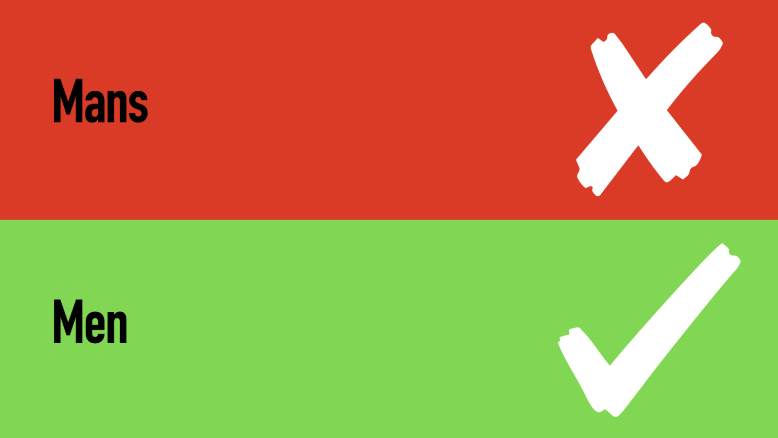 Plural Form - Mans or Men - Word English