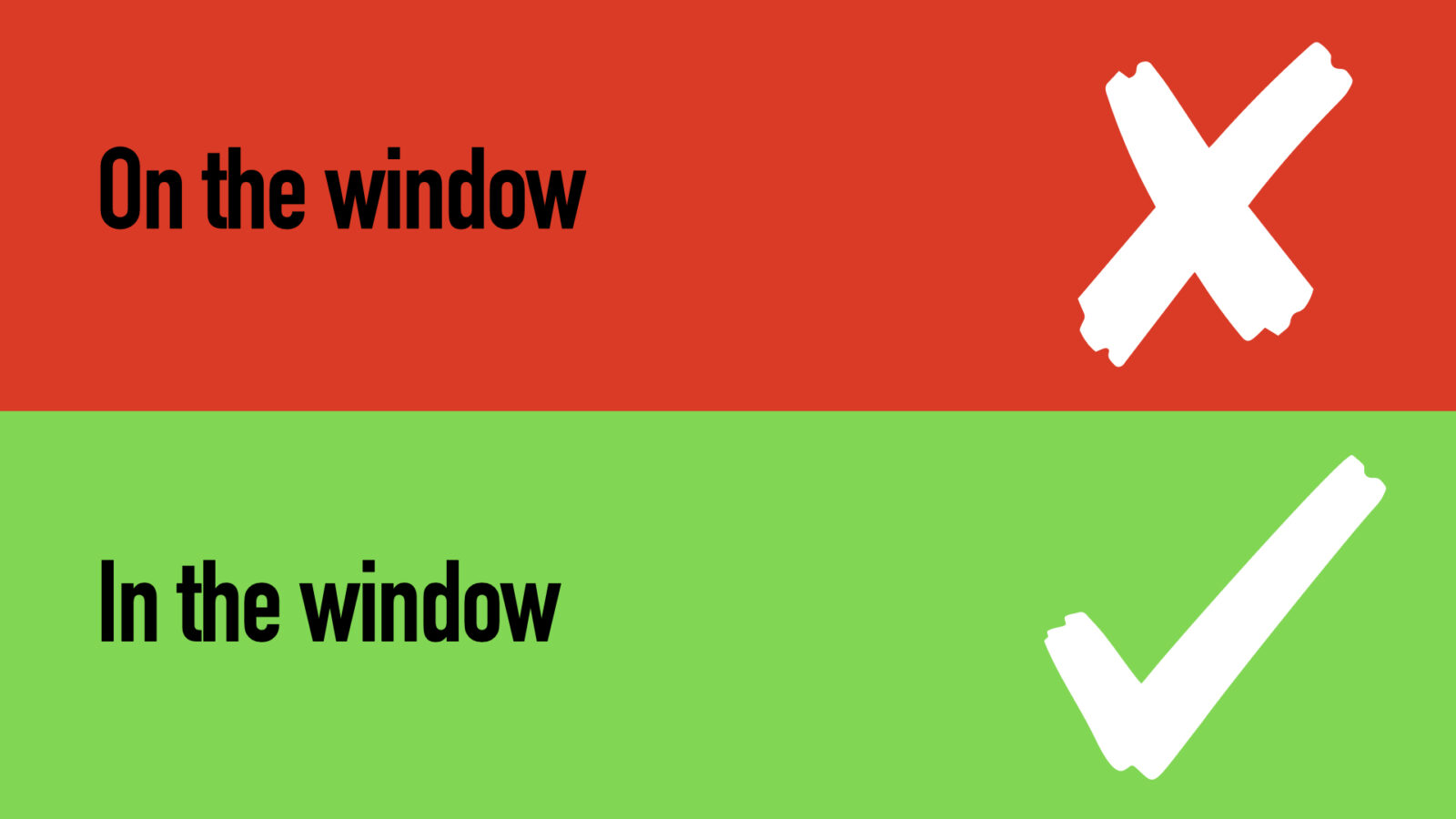 Prepositions - On the window or In the window - Word English