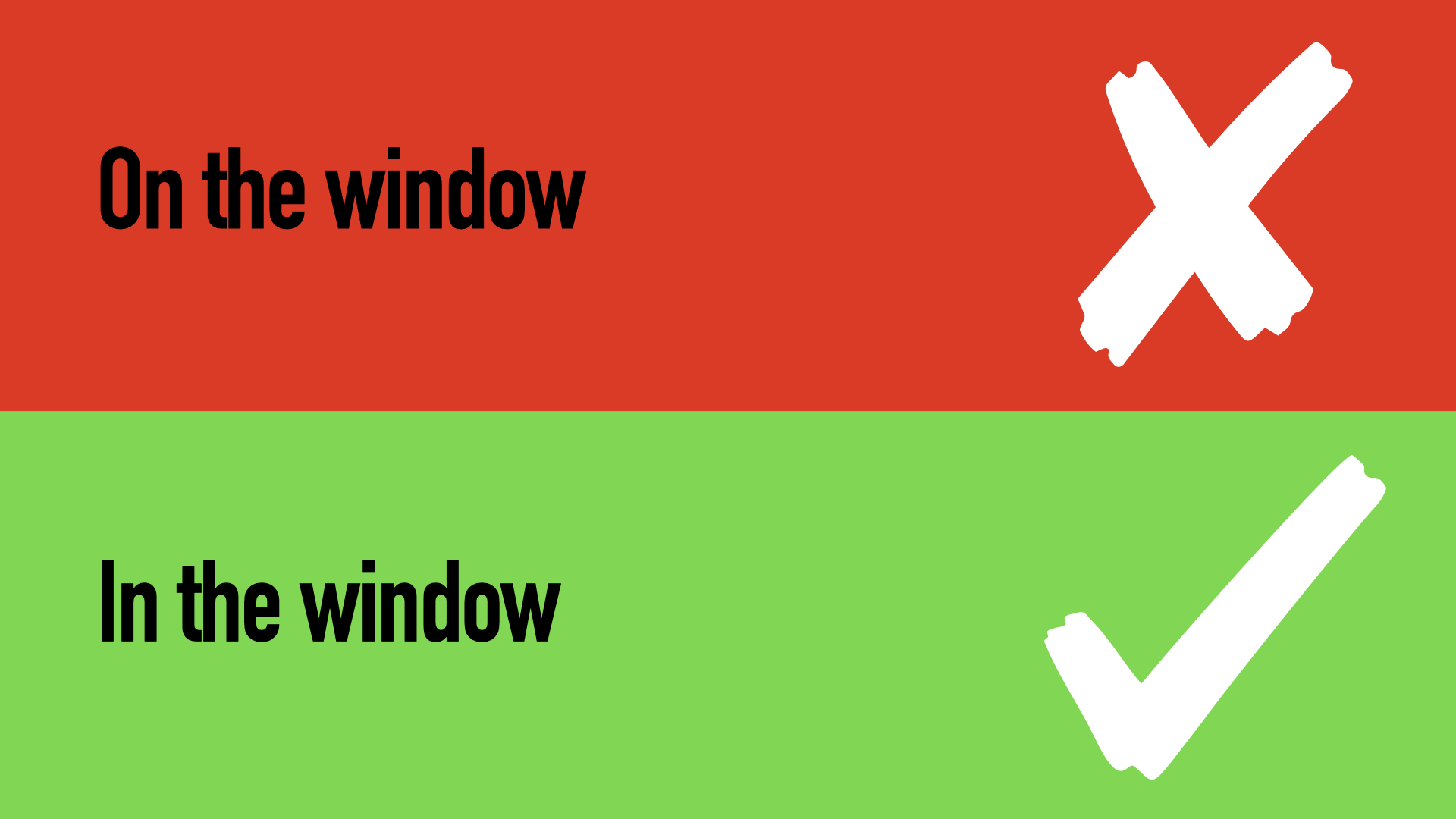 Prepositions - On the window or In the window - Word English